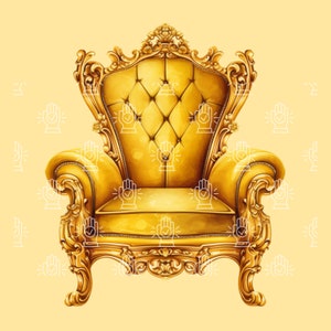 Yellow Throne Clipart, Royal Theme, PNG, Yellow and Gold Chair, King ...