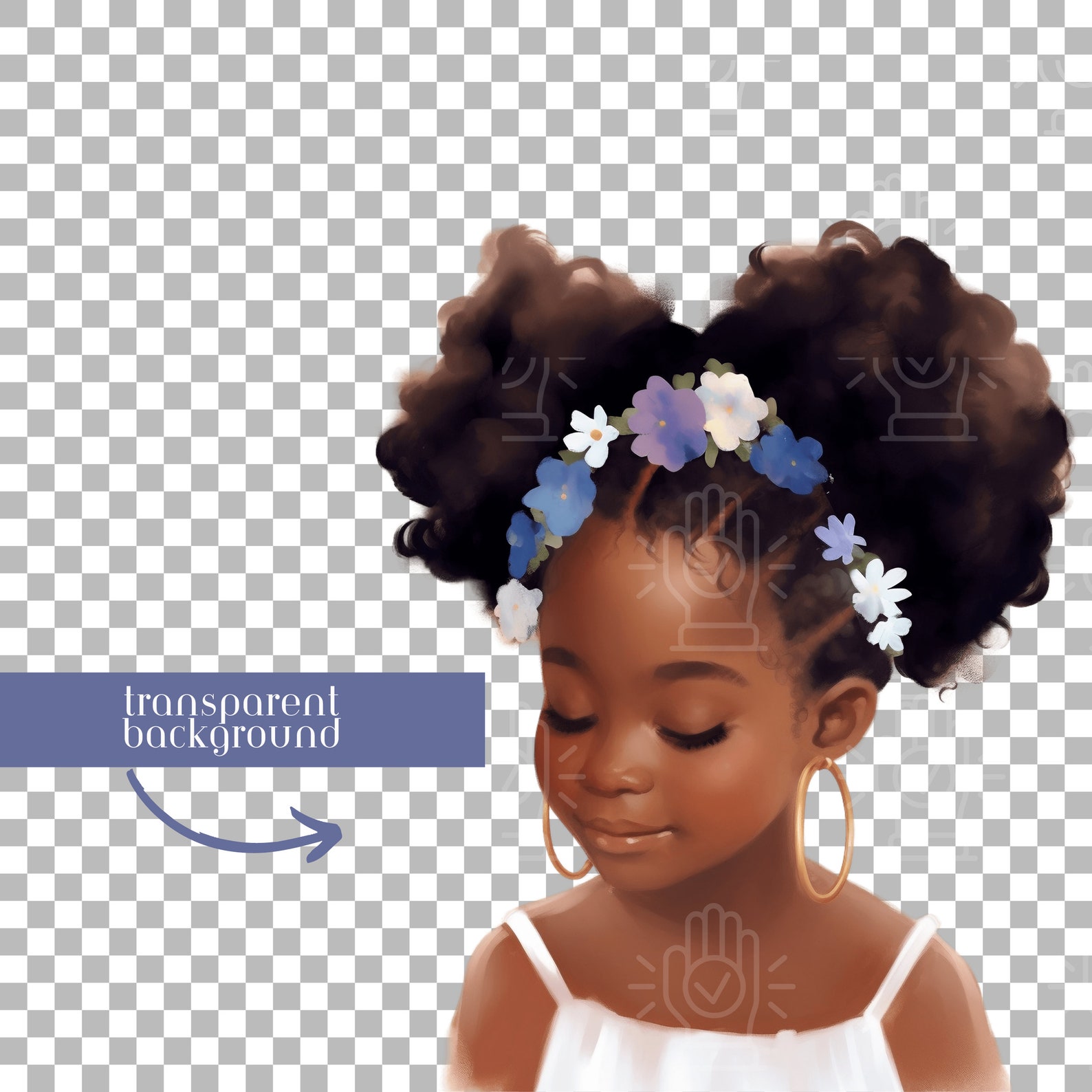 Little Black Girl Clipart 20 PNG Bundle Afro Puffs Girls - Etsy