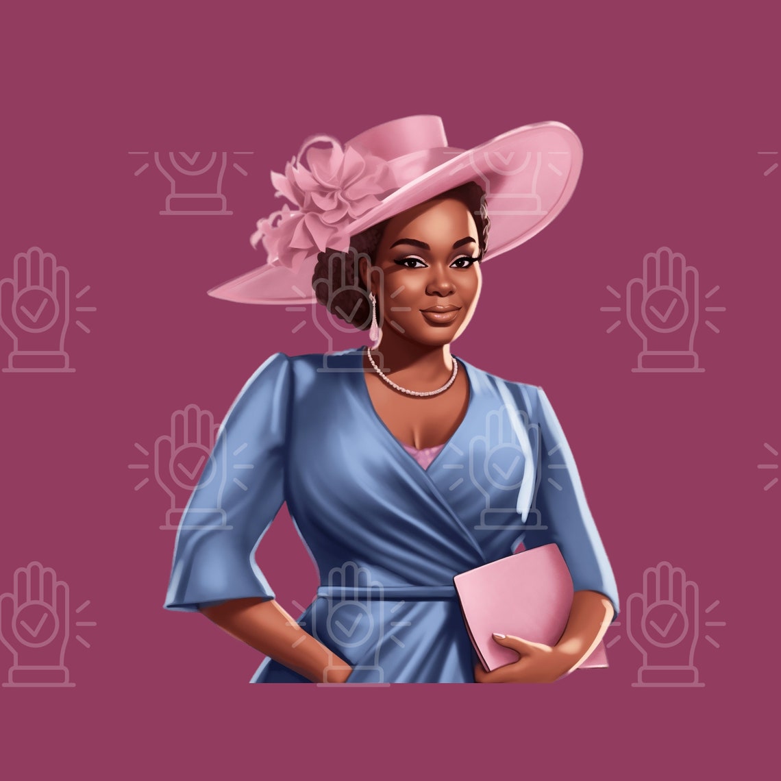 Church Woman Clip Art Black Girl With Church Hat Church - Etsy