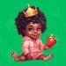 Strawberry Baby Shower Clipart , Black Baby Princess 9 PNG, Pink Green ...