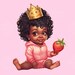 Strawberry Baby Shower Clipart , Black Baby Princess 9 PNG, Pink Green ...