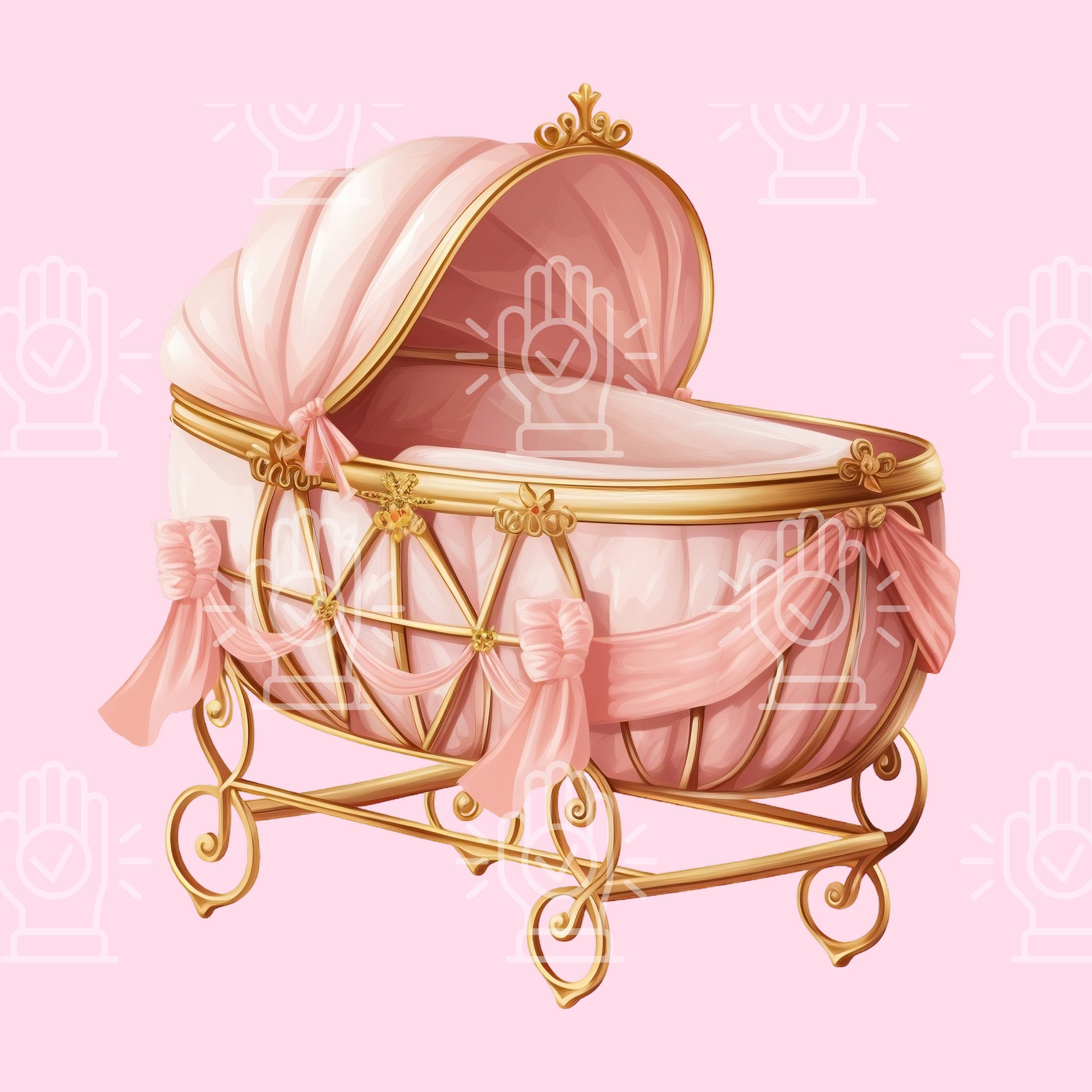 Light Pink Bassinet Clipart Girl Baby Shower Decor Elements - Etsy