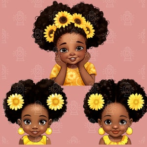 Lil Miss Sunshine Clipart, Little Black Baby Girl Clipart, Sunflower ...