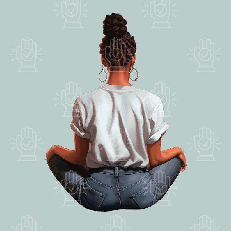 Woman Sitting Clipart Back View of Black Women - Etsy