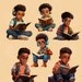 Black Boy Reading Clipart, 37 PNG Bundle, Afro, Children's Book ...