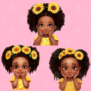 Lil Miss Sunshine Clipart, Little Black Baby Girl Clipart, Sunflower ...