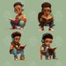 Black Boy Reading Clipart, 37 PNG Bundle, Afro, Children's Book ...