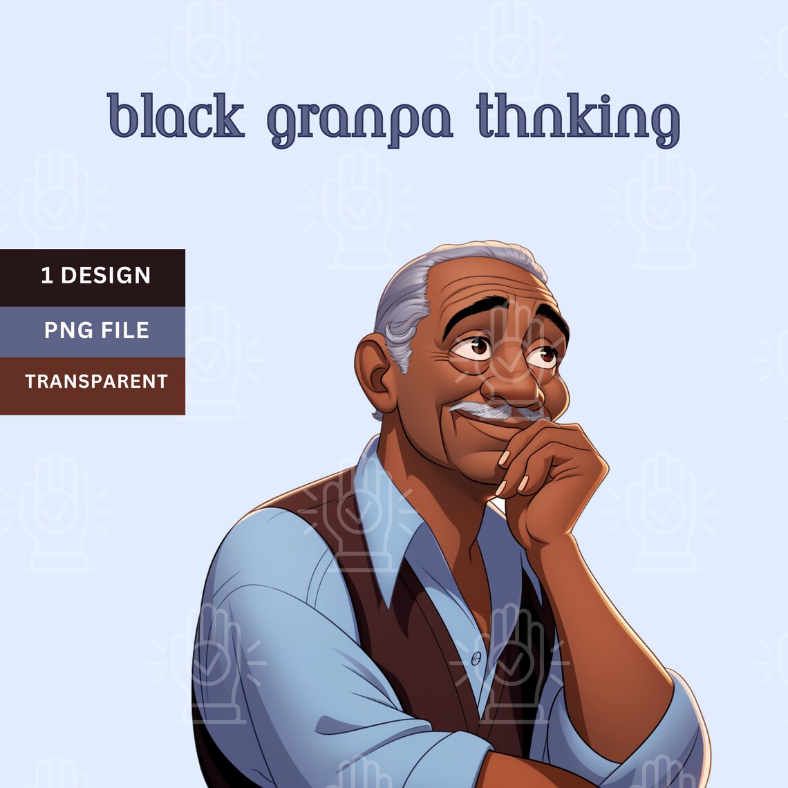 Black Grandpa Clipart African-american Elderly Man - Etsy
