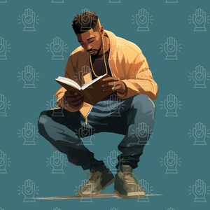 Black Men Reading Clipart, 22 PNG Bundle, Smart, College Male With a ...