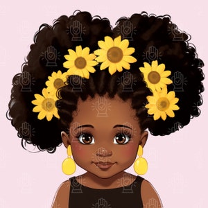Lil Miss Sunshine Clipart, Little Black Baby Girl Clipart, Sunflower ...