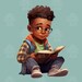 Black Boy Reading Clipart, 37 PNG Bundle, Afro, Children's Book ...