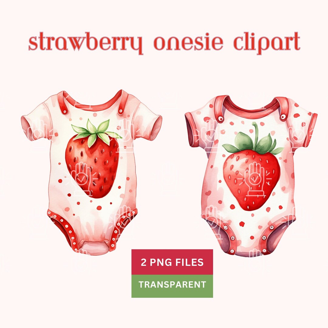 Strawberry Onesie Clipart, 2 PNG, Strawberry Shortcake Baby Shower ...