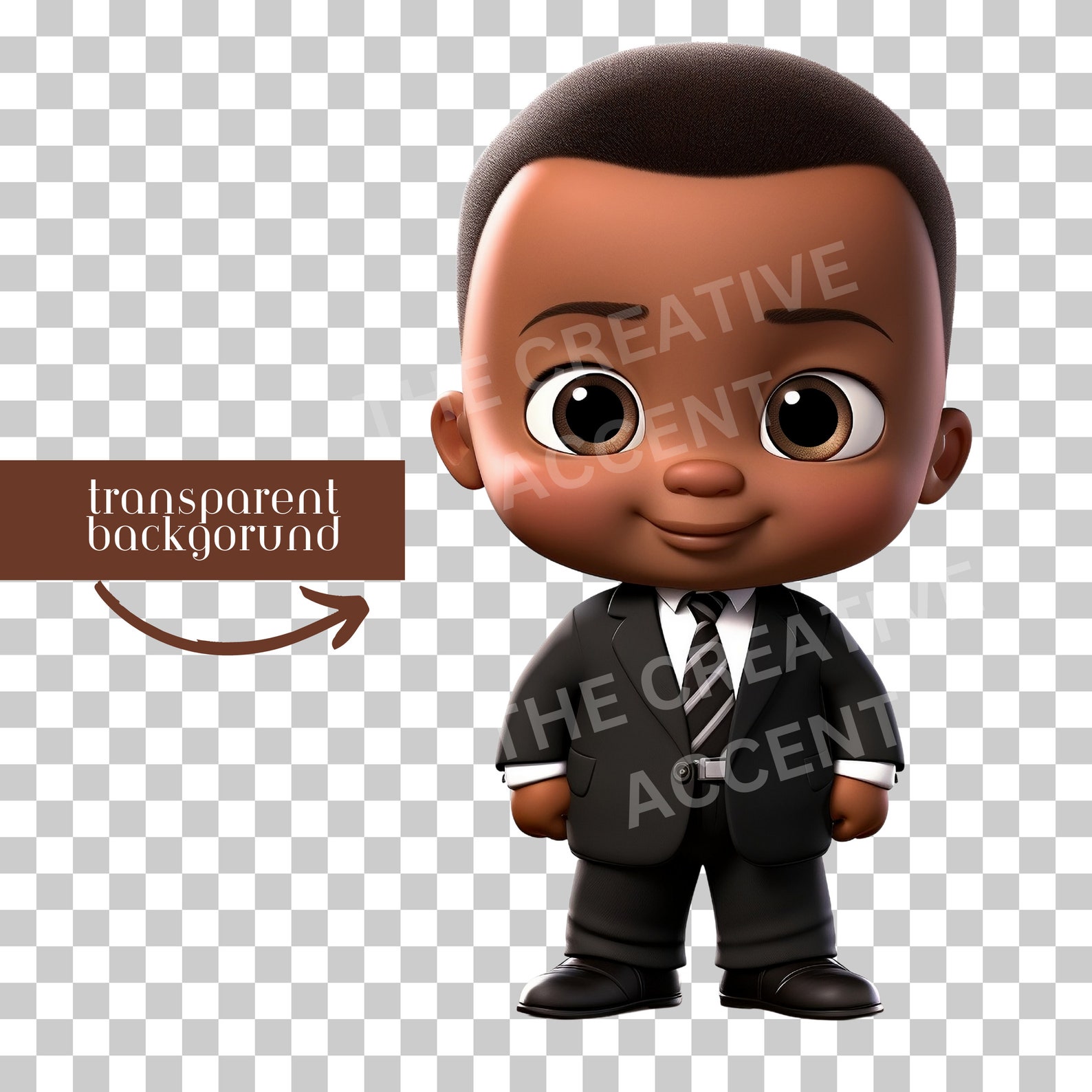 Little Black Boss Baby Inspired Clipart, 9 PNG, Little Baby Boss, Black ...