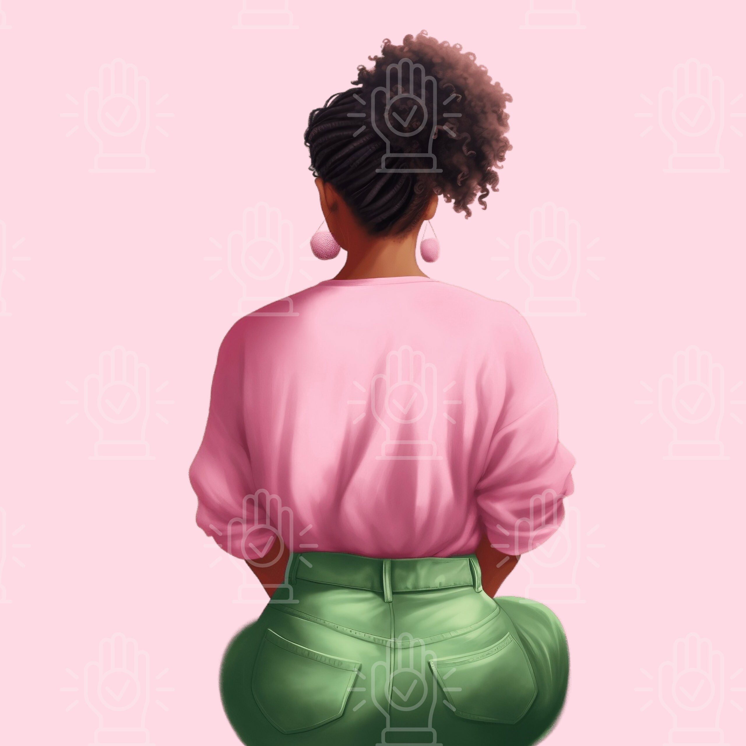 Back View of Women Sitting Clipart Pink and Green PNG Pretty - Etsy