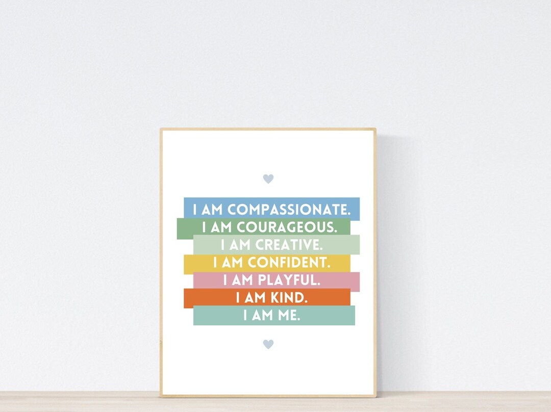 Arte imprimible para niños: Afirmaciones para niños SOY compasivo ...
