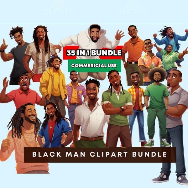 Black Man Clipart Png - Etsy