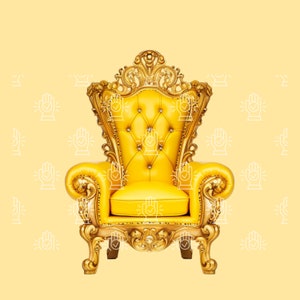 Yellow Throne Clipart, Royal Theme, PNG, Yellow and Gold Chair, King ...