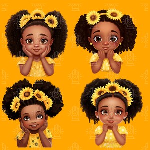 Lil Miss Sunshine Clipart, Little Black Baby Girl Clipart, Sunflower ...