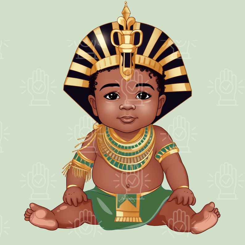 Egyptian Baby Shower Clipart Little Black Boy Prince Pharaoh - Etsy