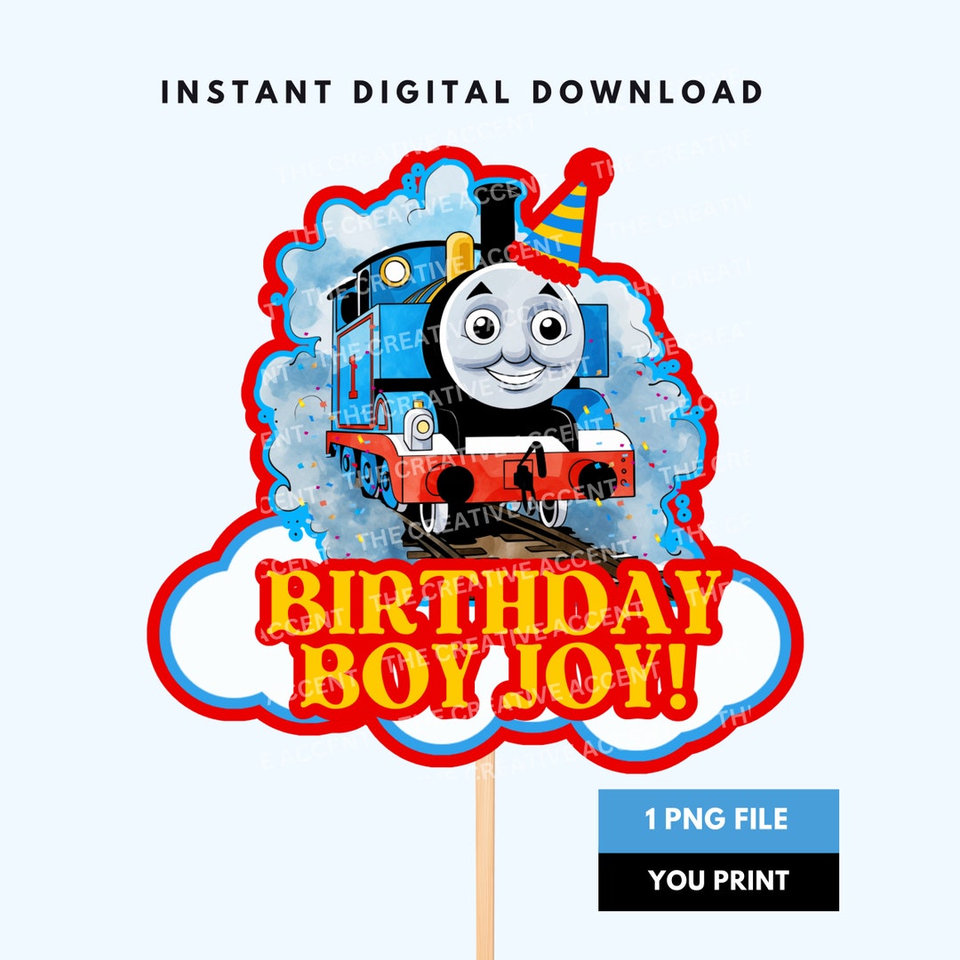 Printable Train Cake Topper, Instant Download, 1 PNG Digital File, Tom ...