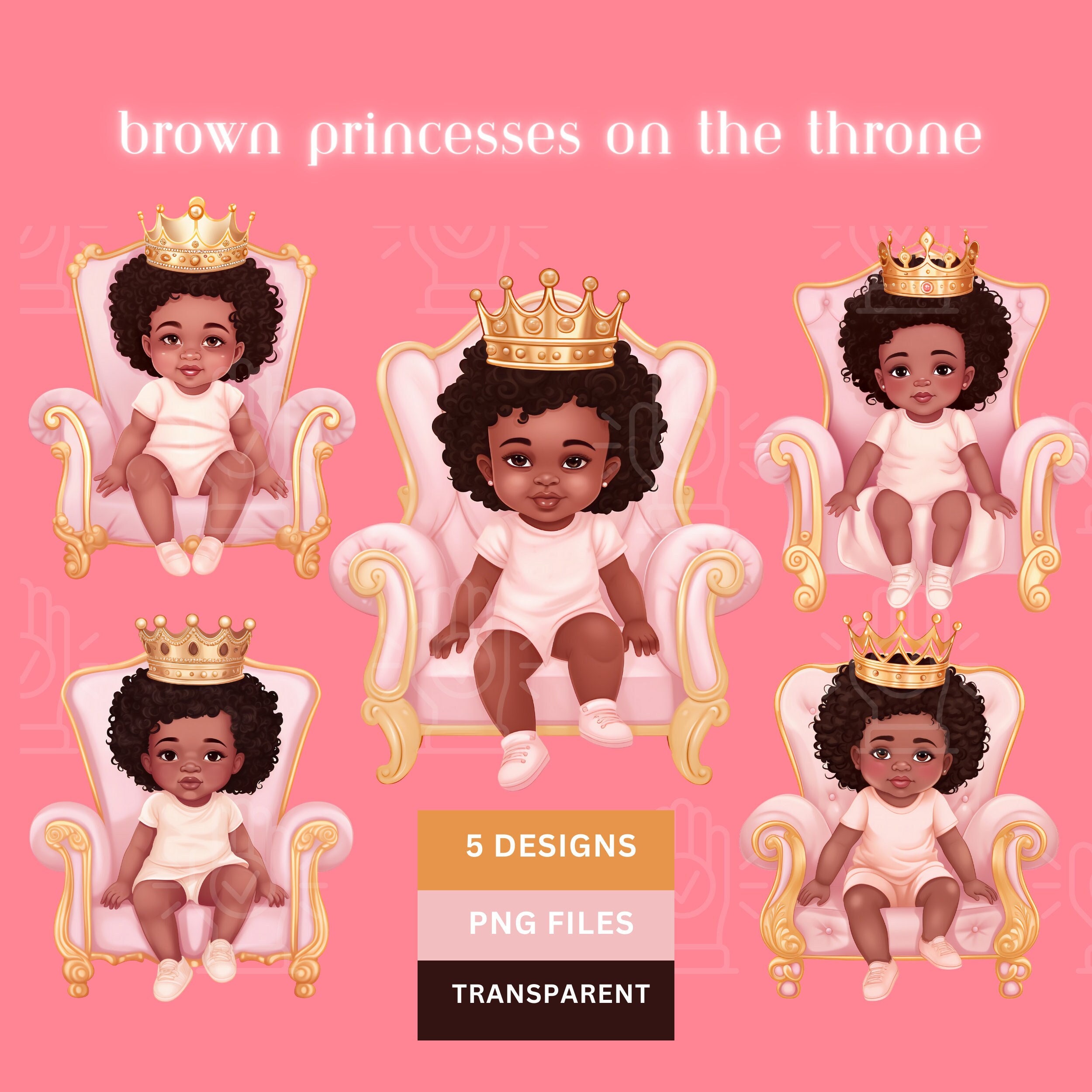 Black Baby on Throne Chair Princess Clip Art Baby Shower - Etsy
