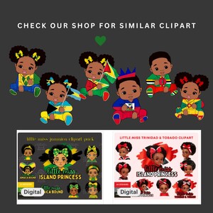 Little Jamaican Baby Girl Clipart, 2 PNG Files, Jamaica Flag Colors ...
