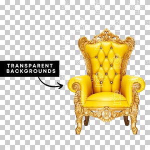 Yellow Throne Clipart, Royal Theme, PNG, Yellow and Gold Chair, King ...