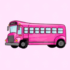 Pink School Bus Clipart, 9 PNG, Hot to Light Pink Bus, Soft Watercolor ...