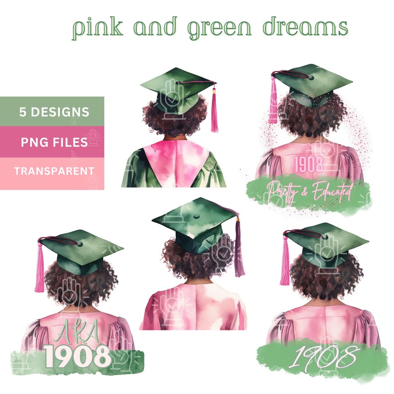 AKA Woman Graduation PNG Pink and Green Alpha Kappa Alpha - Etsy