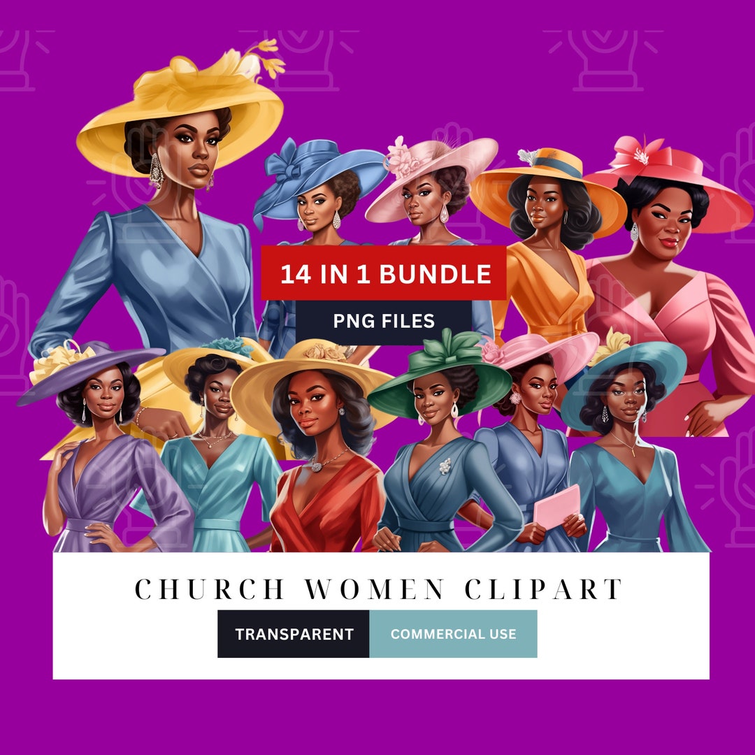 Church Woman Clip Art, Black Girl With Church Hat, Church Sisters, Curvy Black Women, Religious ...