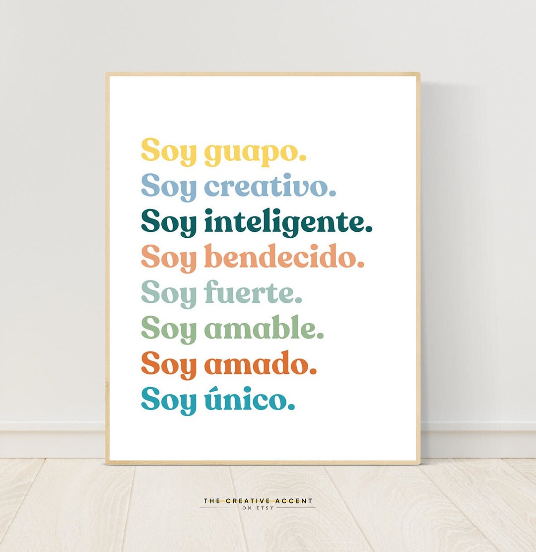 Spanish Kids Printable Art: I AM Affirmations for Boys Soy Guapo ...
