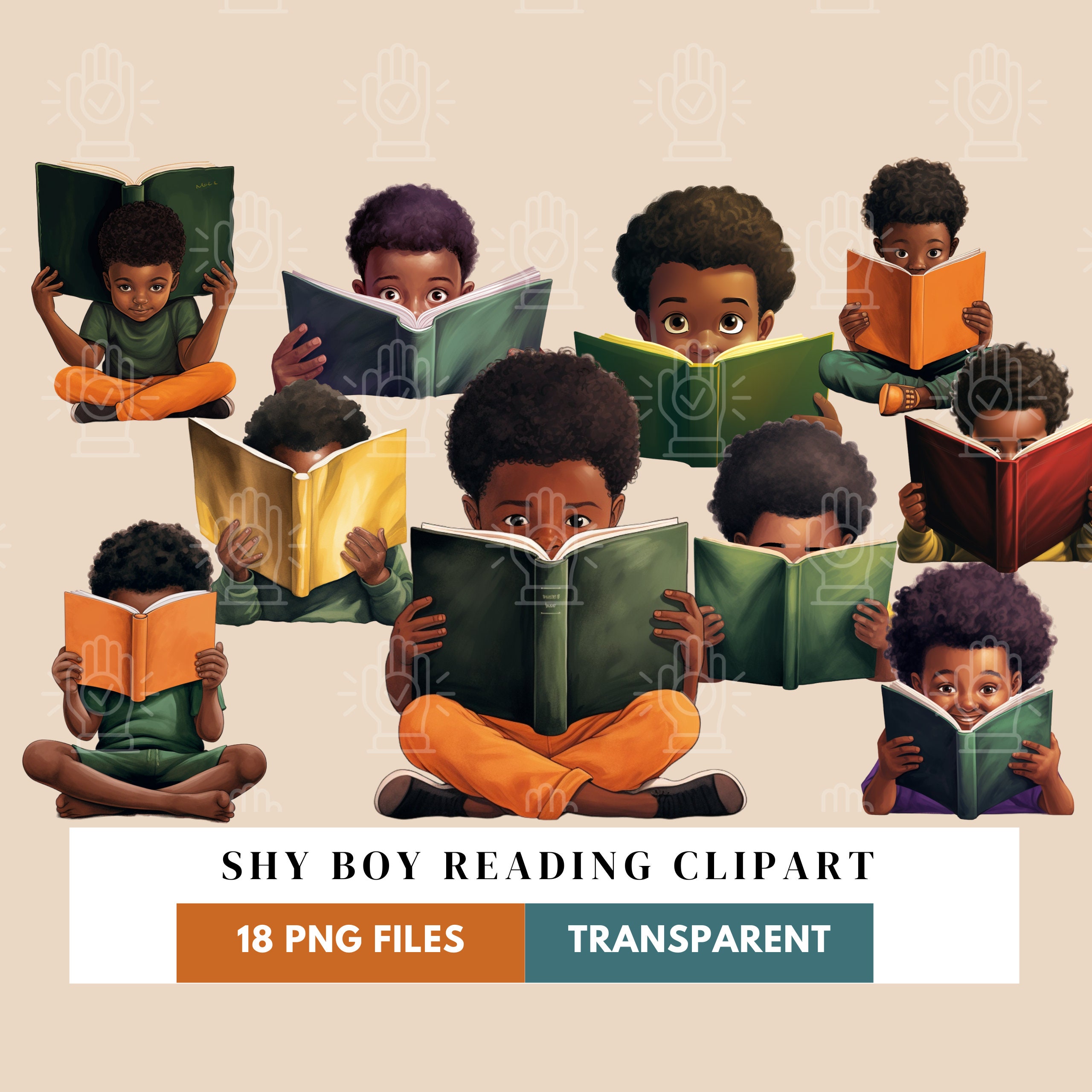 Black Children Reading Clip Art