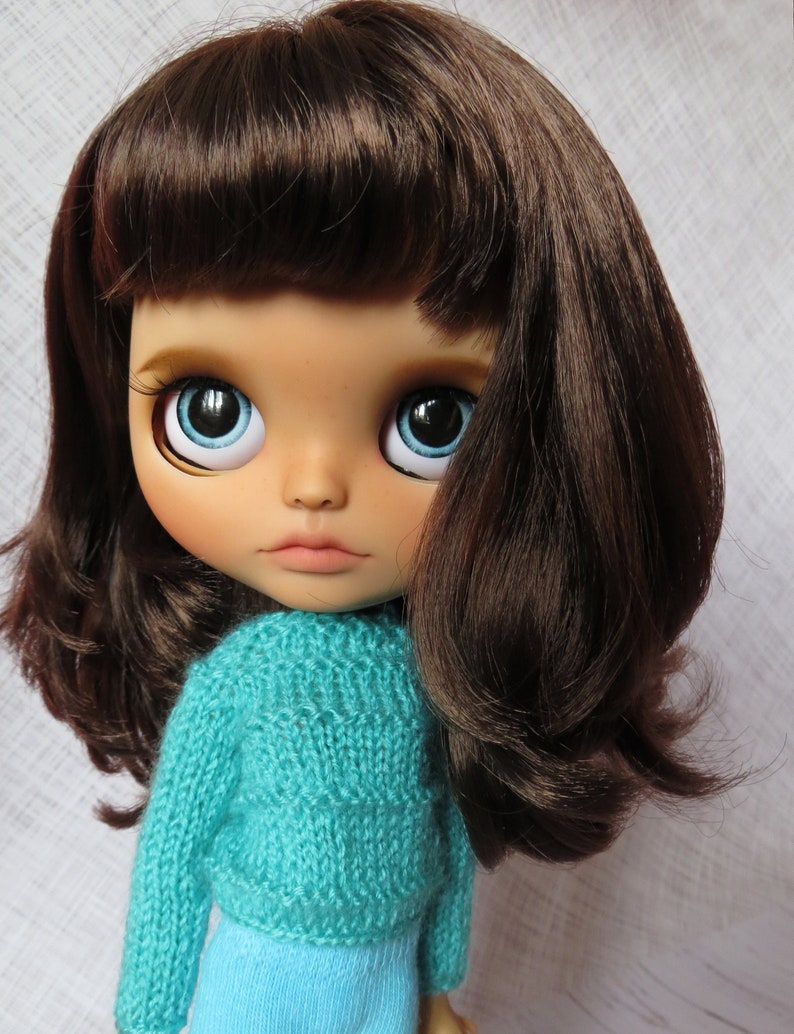 Custom Blythe Doll Ooak Factory Blythe Brown Hair With Etsy