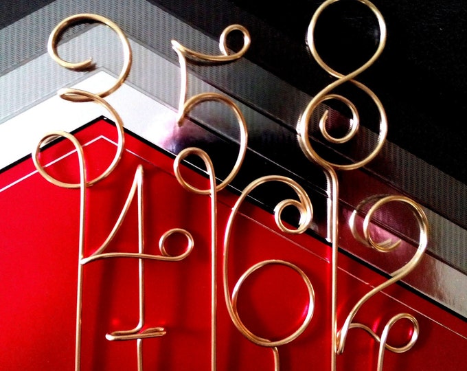 Wire Table Numbers, Gold Brass, Silver Aluminum, Metal Numbers Stems ...