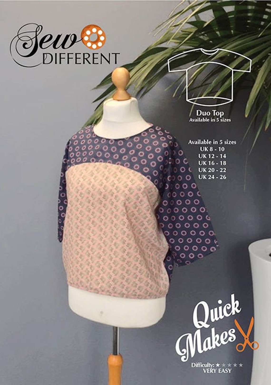 Sew Different Paper Sewing Pattern: Duo Top UK Sizes 8 26 | Etsy