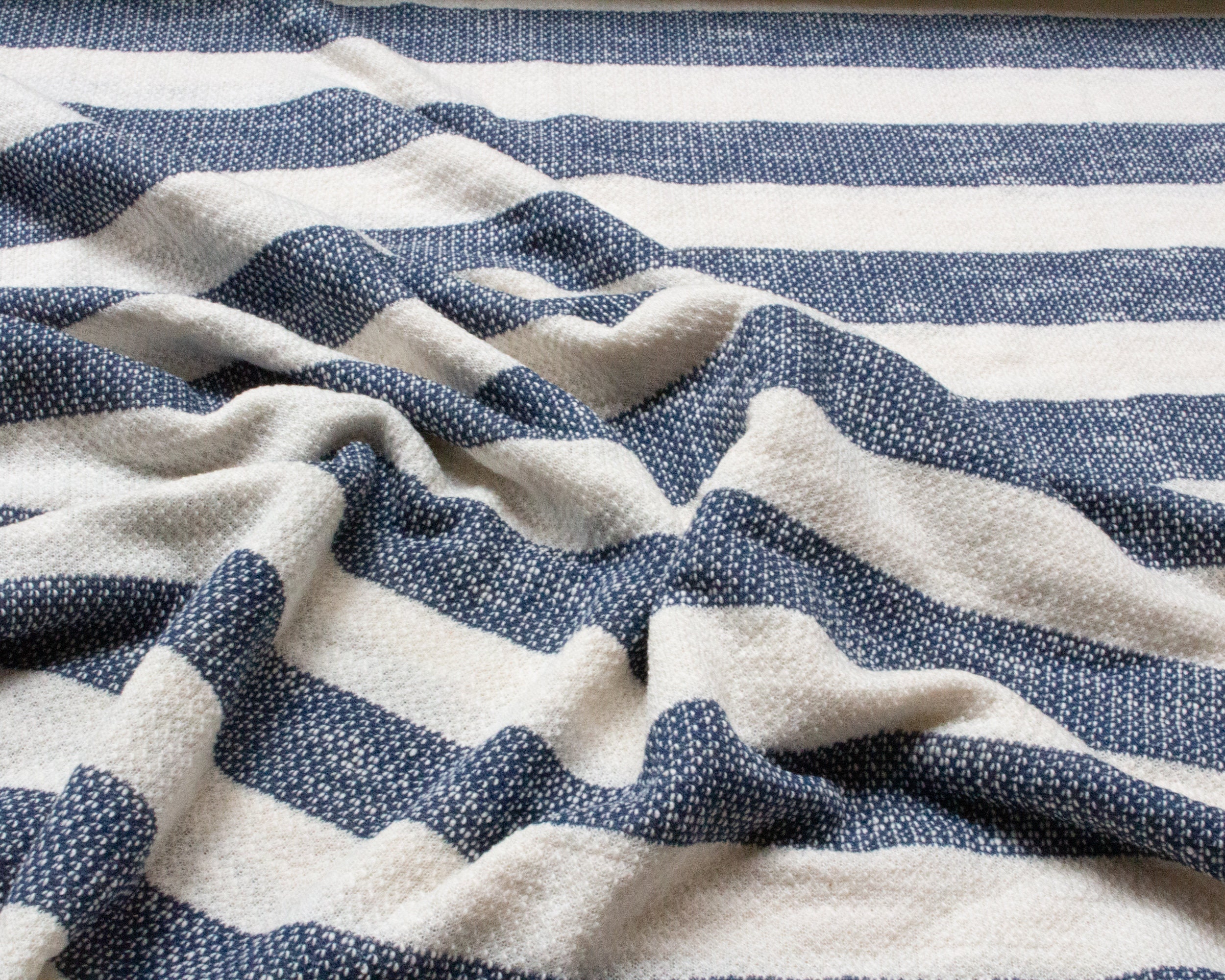 Pure Cotton Loopback Knit Fabric in Blue and Cream Beach - Etsy Australia