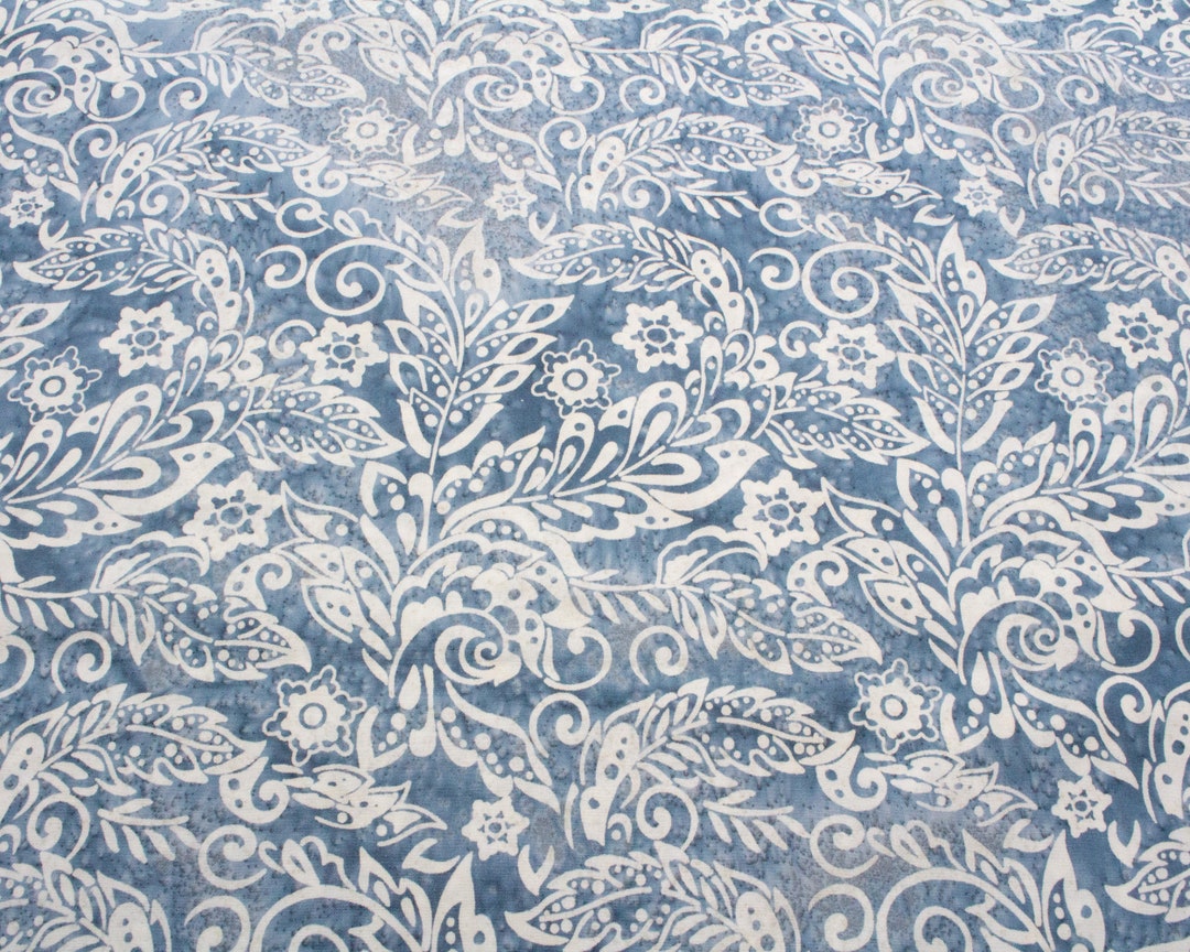 Cotton Batik With Blue and White Floral Design - Etsy UK
