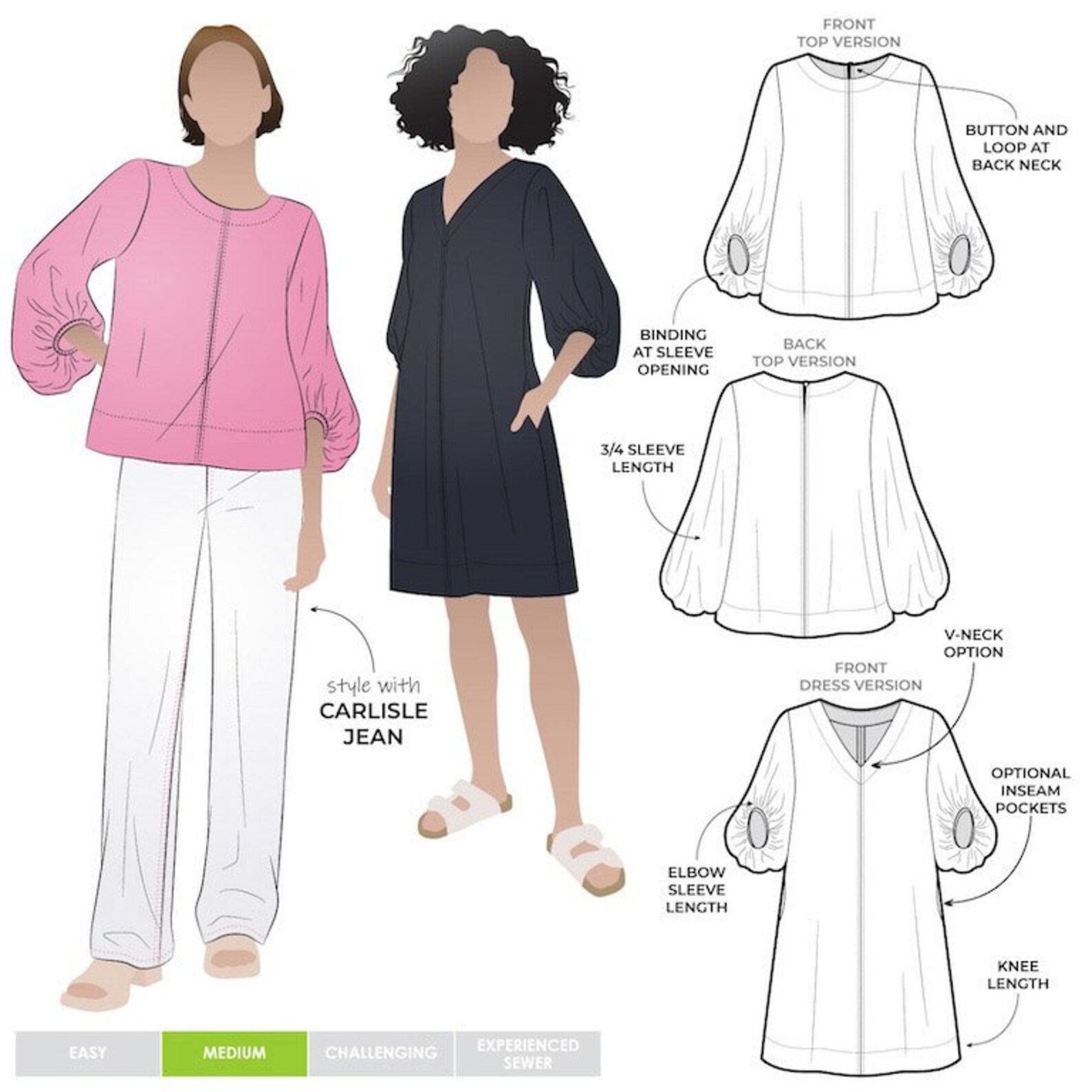 Style Arc Paper Sewing Pattern: Zalia Top and Dress - Etsy