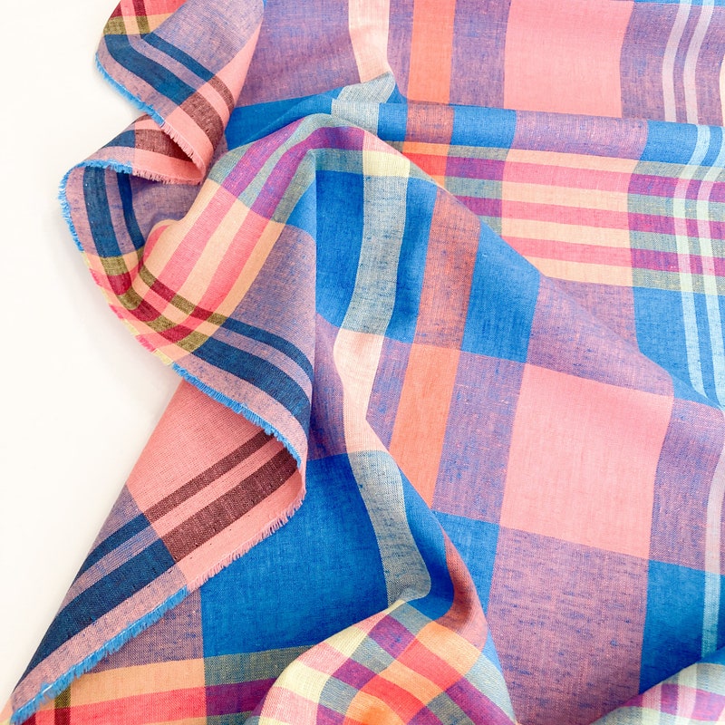 Checked Linen Fabric - Etsy