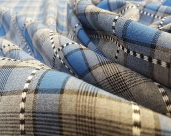 Blue Check Fabric | Etsy UK
