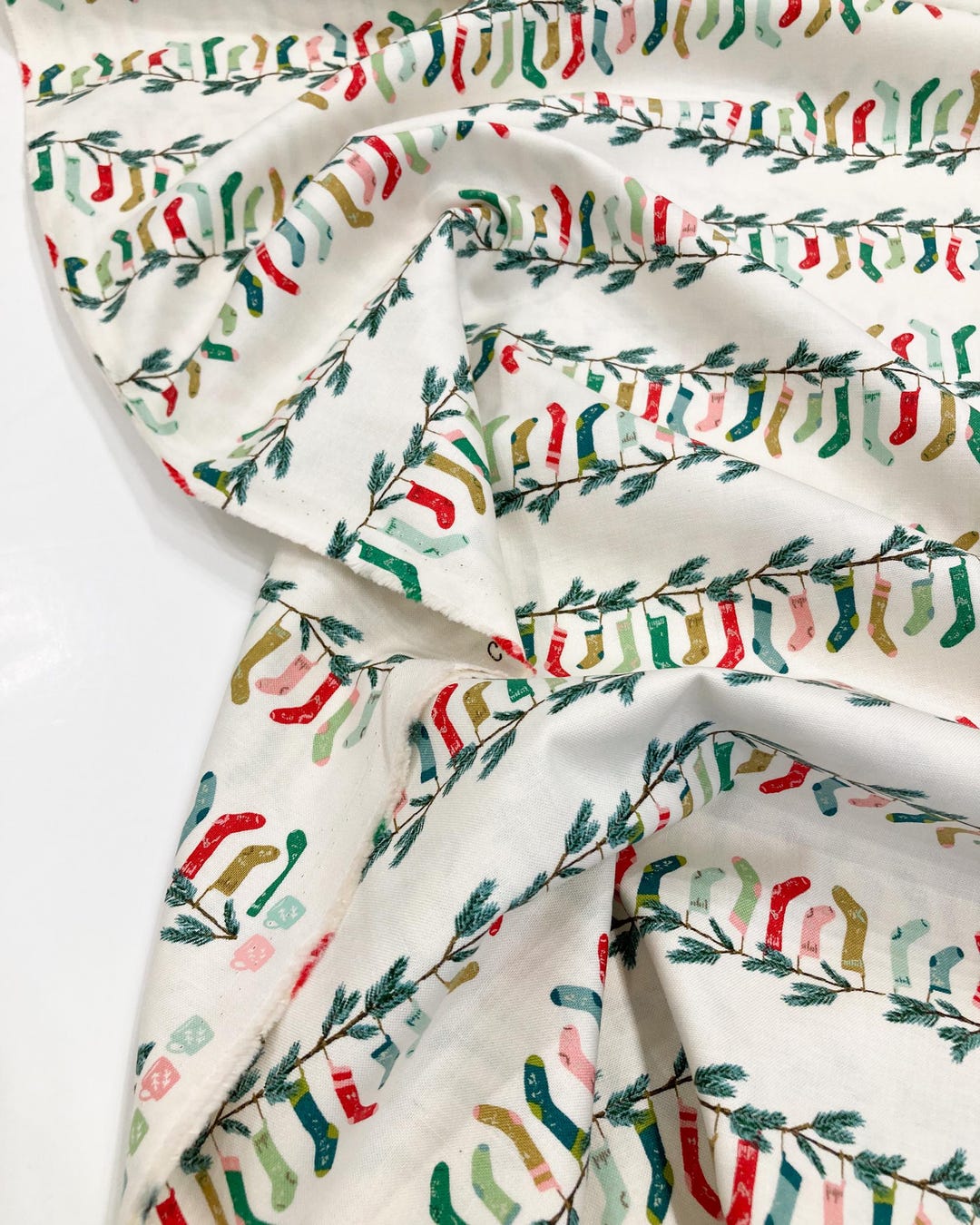 Moda 'cozy Wonderland' Quilting Cotton 'stockings' in Natural - Etsy