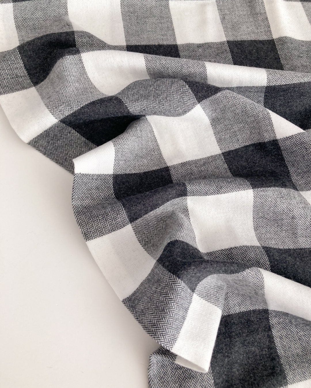 1.10m Piece Brushed Cotton With a Large Check in Charcoal & White - Etsy
