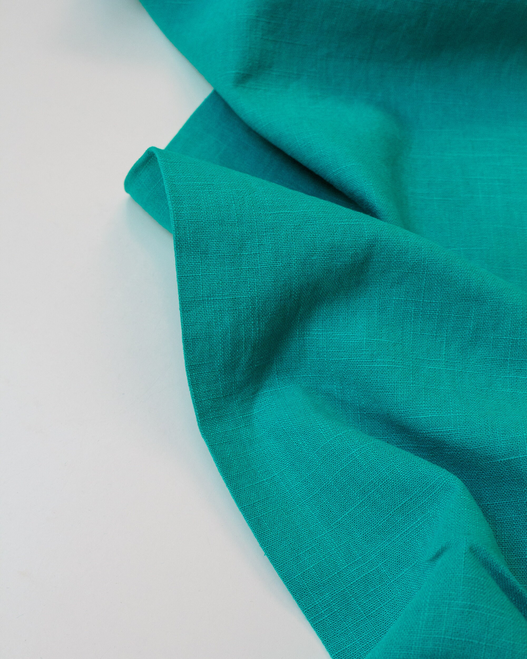 Washed Linen Fabric in Turquoise - Etsy
