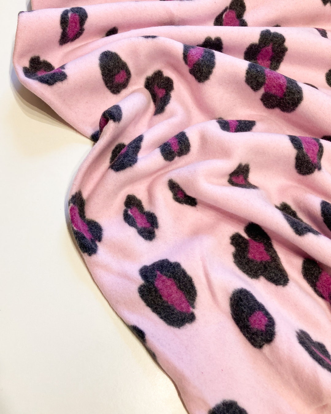 Organic Cotton Fleece Fabric With Pink Snow Leopard Print - Etsy