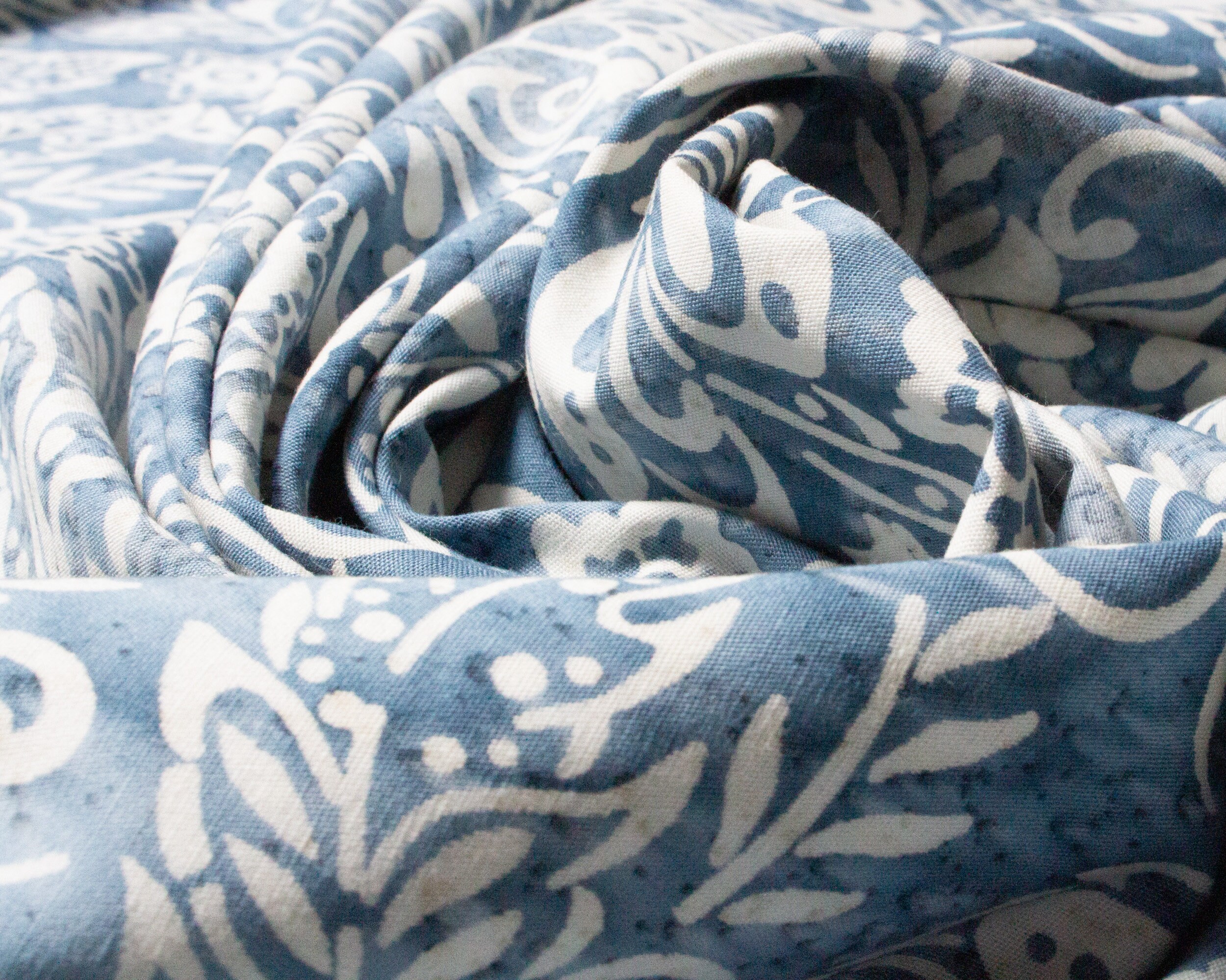 Cotton Batik With Blue and White Floral Design | Etsy UK