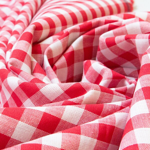 Red Check Fabric - Etsy
