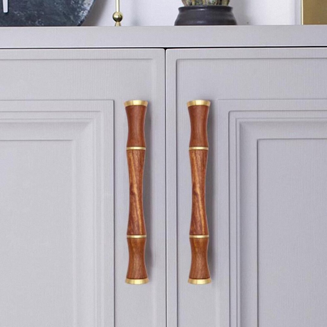 Bamboo Joint Handle Knobs Solid Wood Handles Pulls Drawer Pulls Handles ...