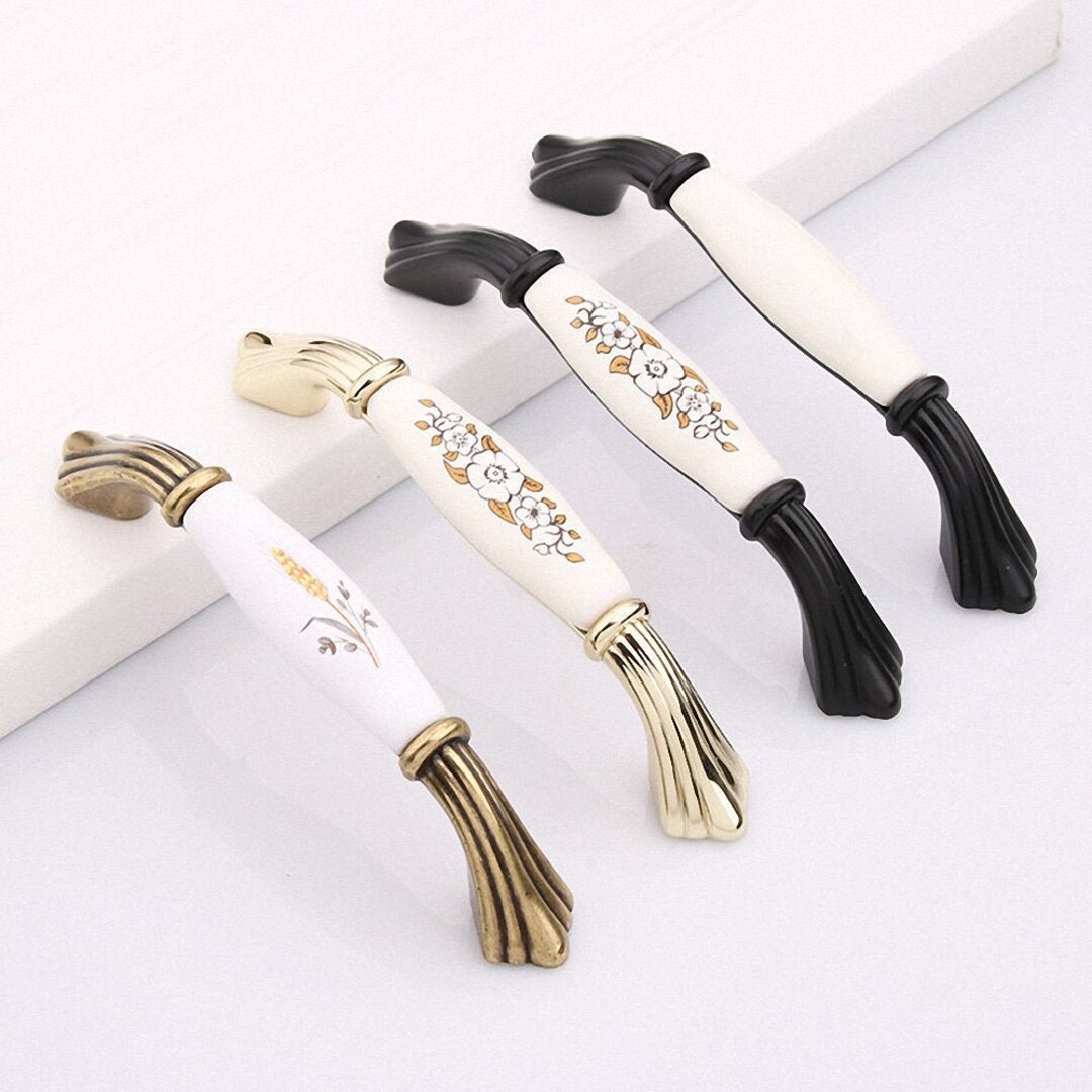 Dresser Pulls Handles Drawer Matt Black Ceramic Door Handles Pulls ...