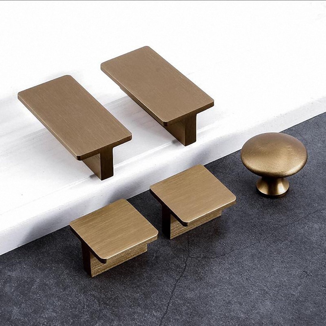 Brushed Bronze Rectangle Wardrobe Pulls Handles Drawer Handles Knobs ...
