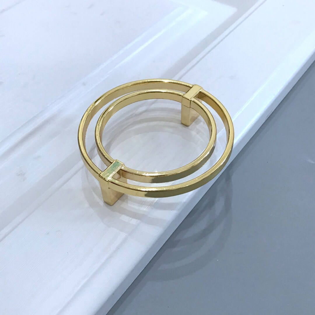 2.5double Ring Pulls Handles Cabinet Golden Knob Handle Cupboard Knobs ...